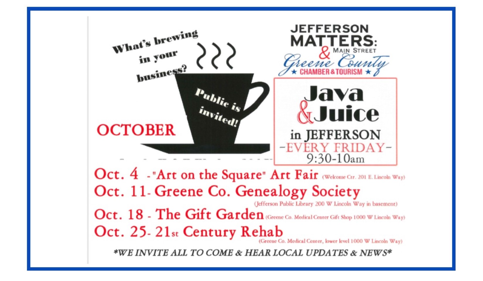Java & Juice - 21st Century Rehab - City of Jefferson Iowa